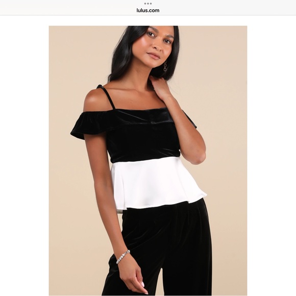 Lulus | Tops | Lulus Elegant Black And White Off Shoulder Peplum Top ...